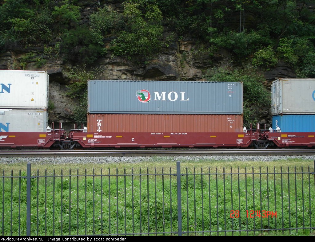 BNSF 238953C Double Stackcar w/MOFU 855308 Container EB